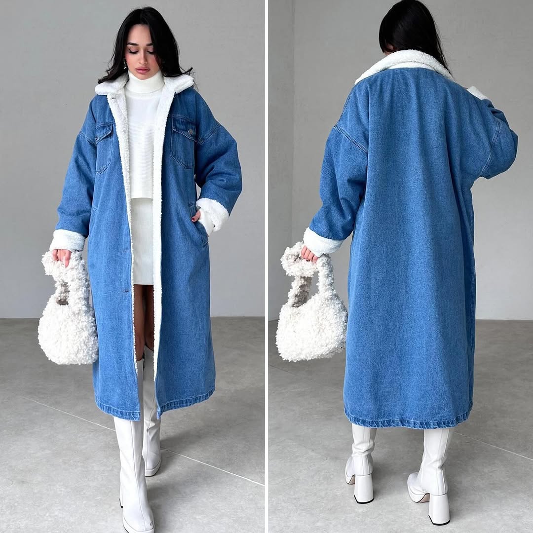 Cozy Up in Style with the Lamb Wool Thick Denim Jacket – SohoBloo Shop