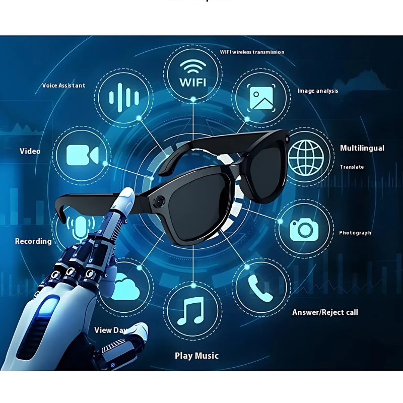 VisionSpeak™ HD Camera & AI Translation Smart Glasses – Black & Transp ...